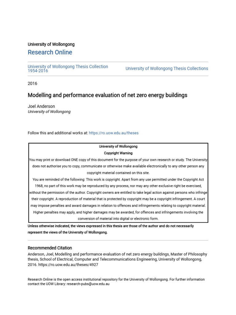 Modelling and Performance Evaluation of Net Zero Energy Buildings | PDF