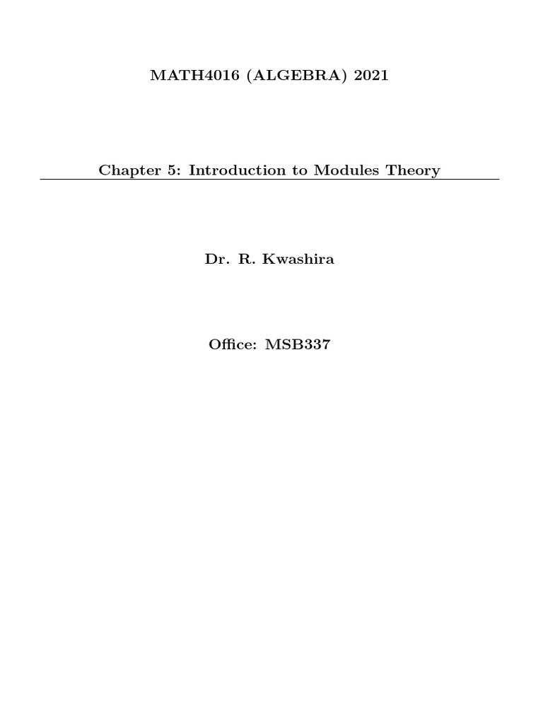 Chapter5 (Introduction To Modules Theory) | PDF