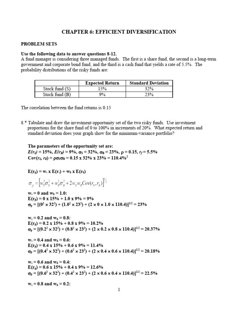 Tutorial 3 Efficient Diversification Chapter 6 | PDF | Diversification (Finance) | Stock Market ...