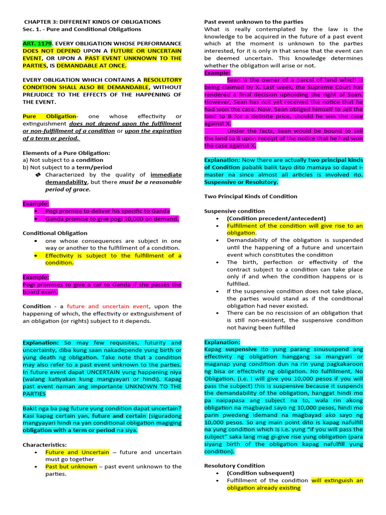 Art 1179-1188 (With Explanation) (AutoRecovered) | PDF