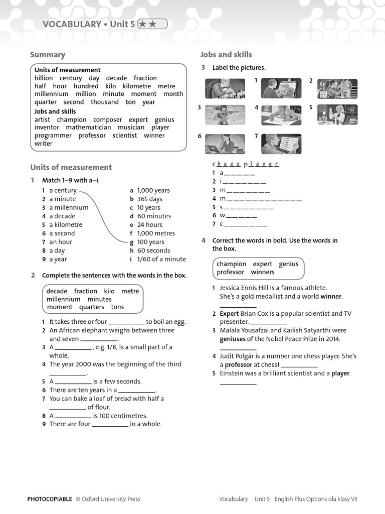 English Plus Options g7 Vocab Two Star Unit 5 | PDF | Science