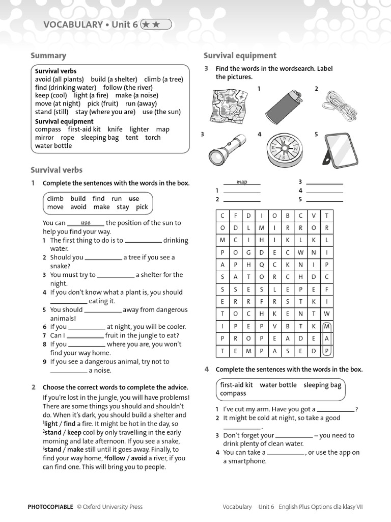 English Plus Options g7 Vocab Two Star Unit 6 | PDF