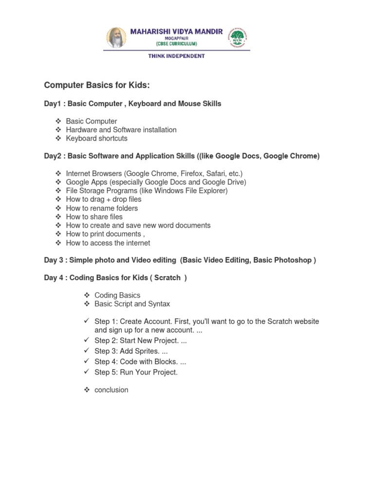 Computer Basics For Kids | PDF