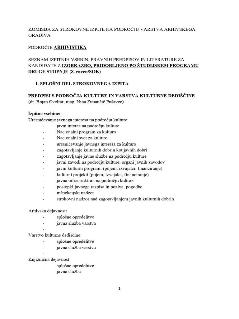 Arhivska Dejavnost 8. Raven SOK | PDF