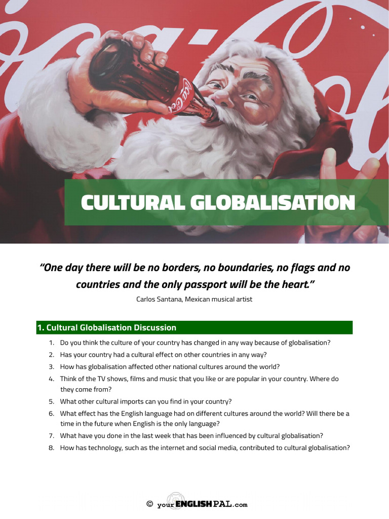 Your English Pal ESL Lesson Plan Cultural Globalisation v1 | PDF