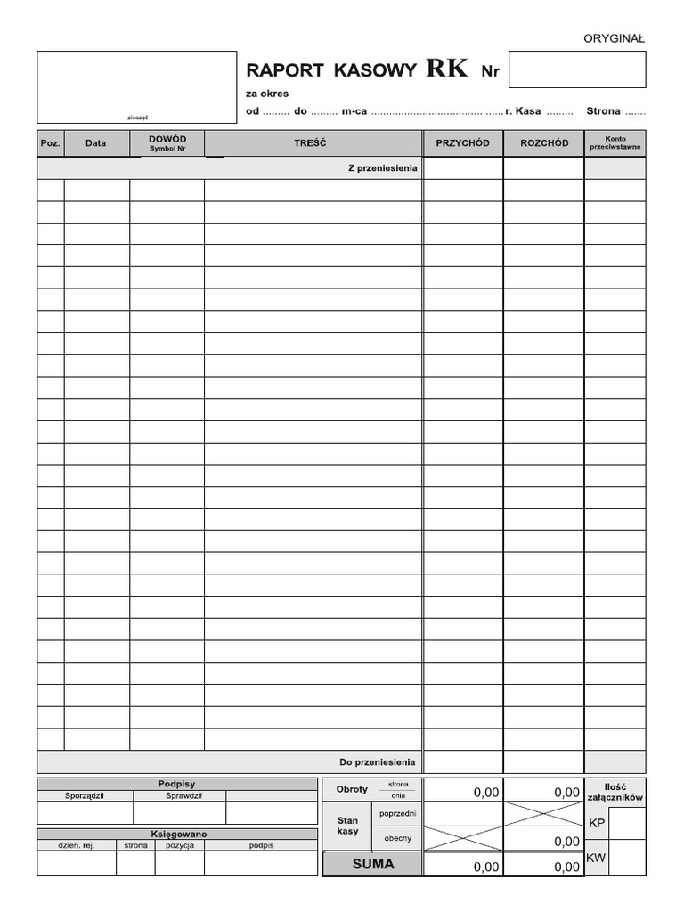 RK Raport Kasowy | PDF