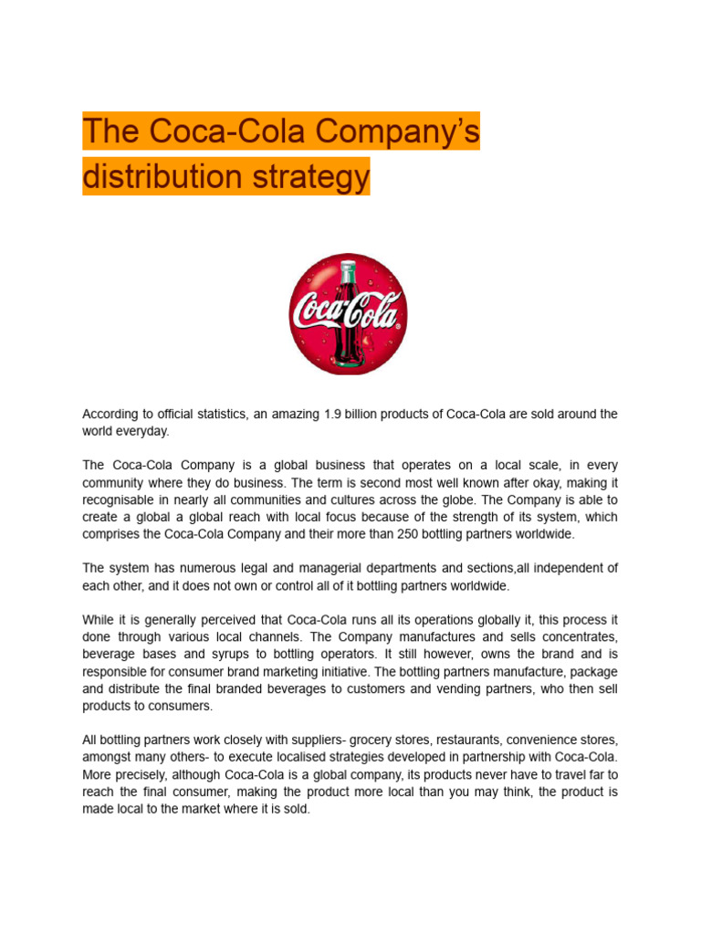 Coca-Cola's Global Distribution Strategy | PDF