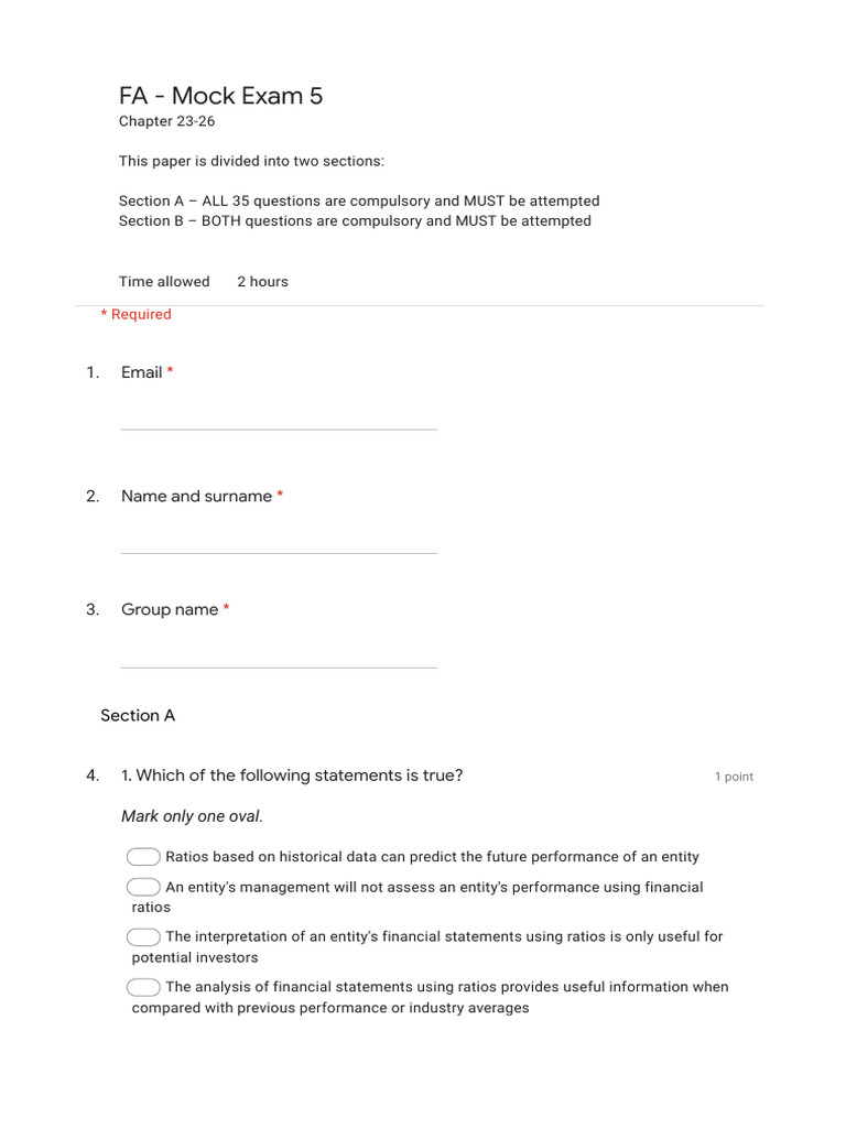FA - Mock Exam 5 | PDF