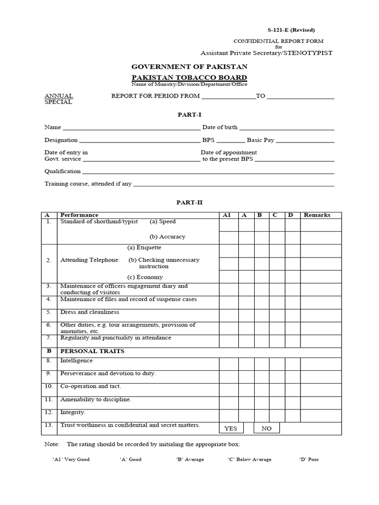 ACR Form For Stenotypist and APS | PDF