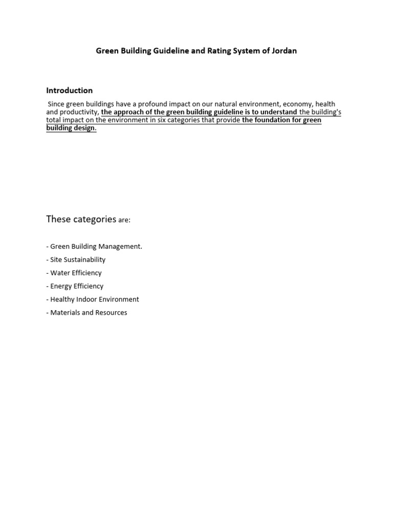 Jordan Green Building Rating Guide Pdf Green Building Nature