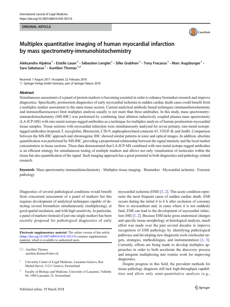 Multiplex Quantitative Imaging of Human Myocardial Infarction by Mass ... Multiplex Quantitative Imaging of Human Myocardial Infarction by Mass ...