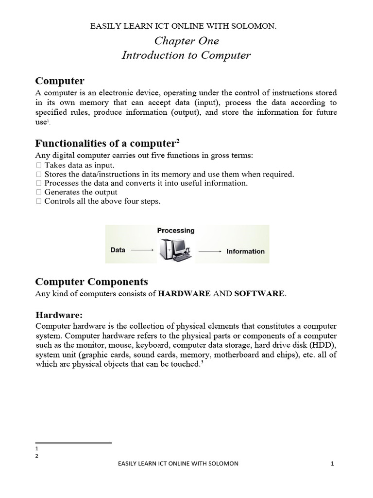 Ch.01 Introduction To Computers | PDF | Computer Hardware | Computer ...