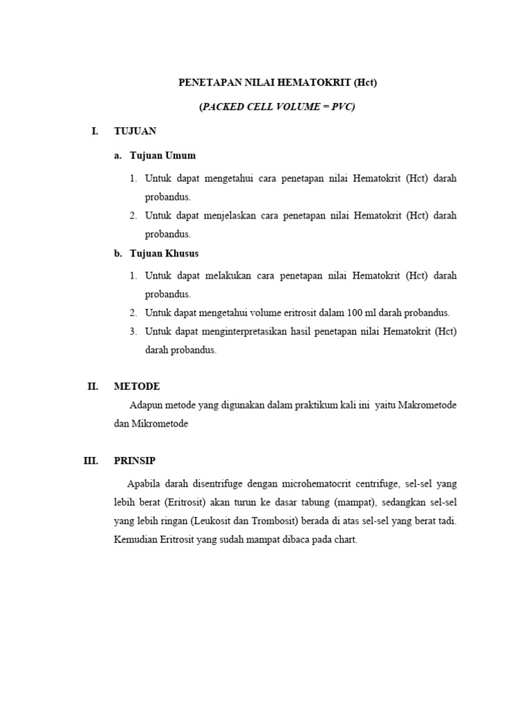 Penetapan Nilai Hematokrit (Hct) Darah | PDF | Kesehatan Holistik