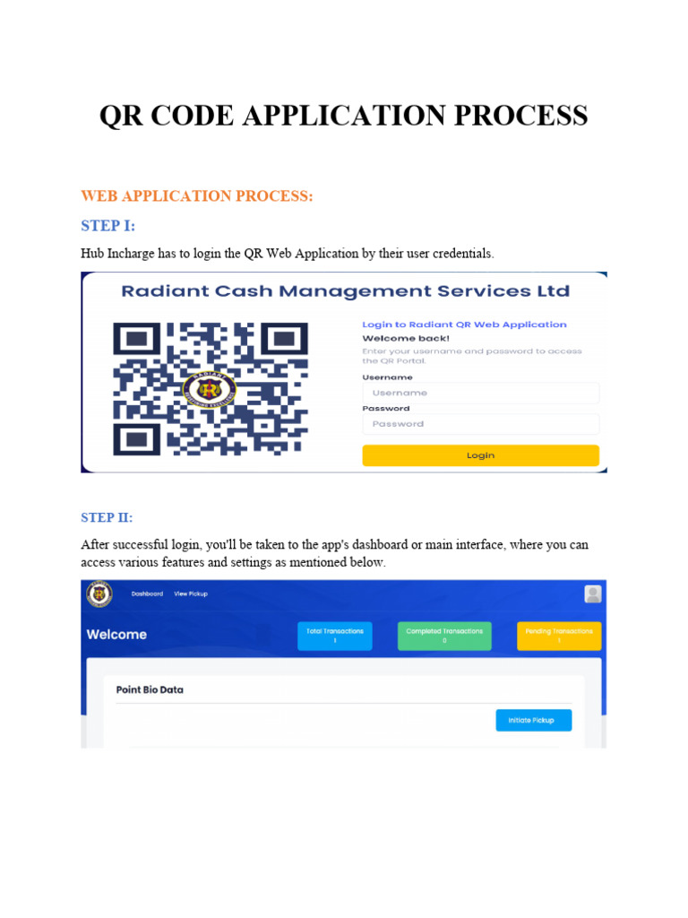 QR Code Process for Hub Incharge | PDF | Business | Finance & Money ...