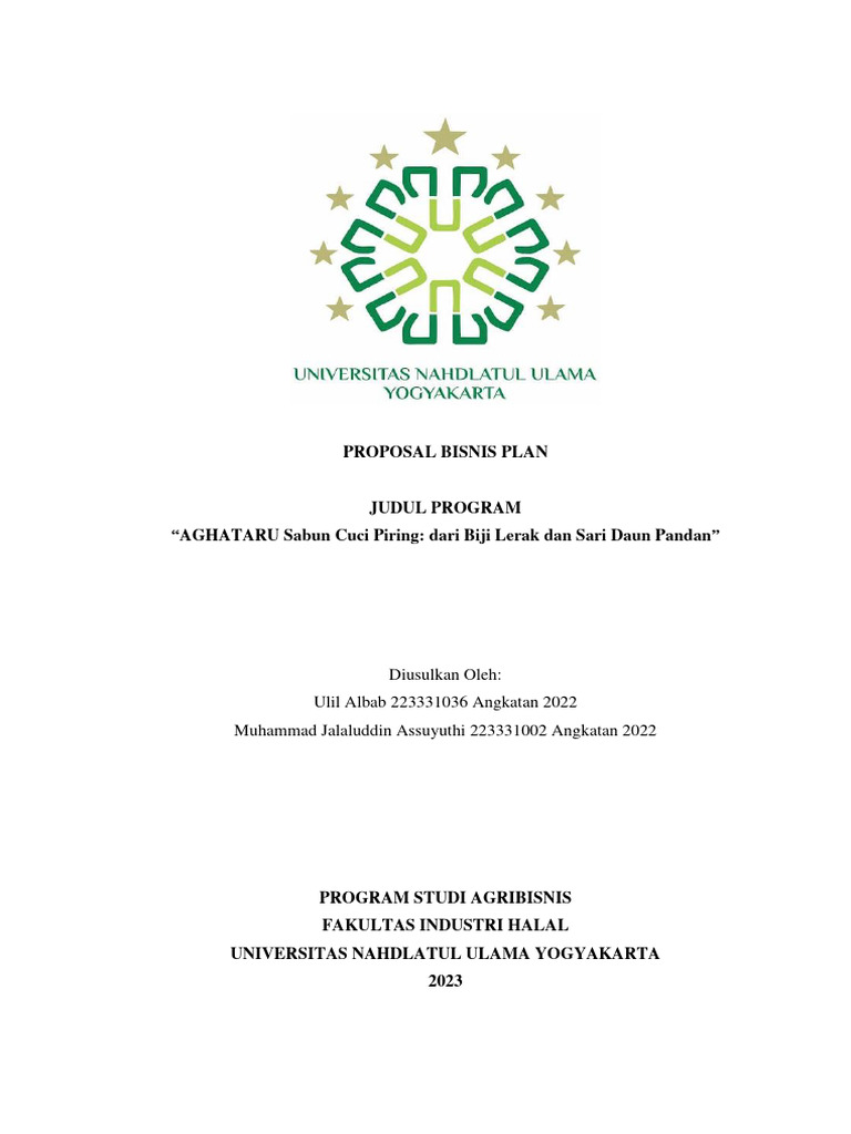 Contoh Proposal Bisnis Plan Sabun Aghataru | PDF | Seni