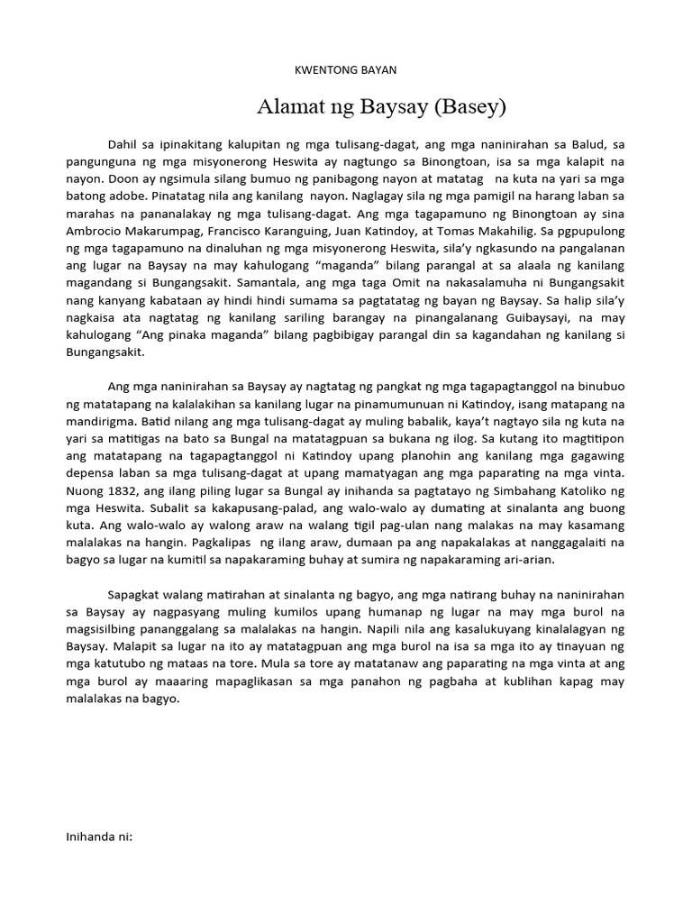 Kwentong Bayan NG Basey, Samar | PDF