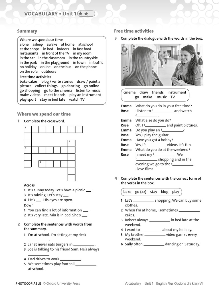 English Plus Options g7 Vocab Two Star Unit 1 | PDF