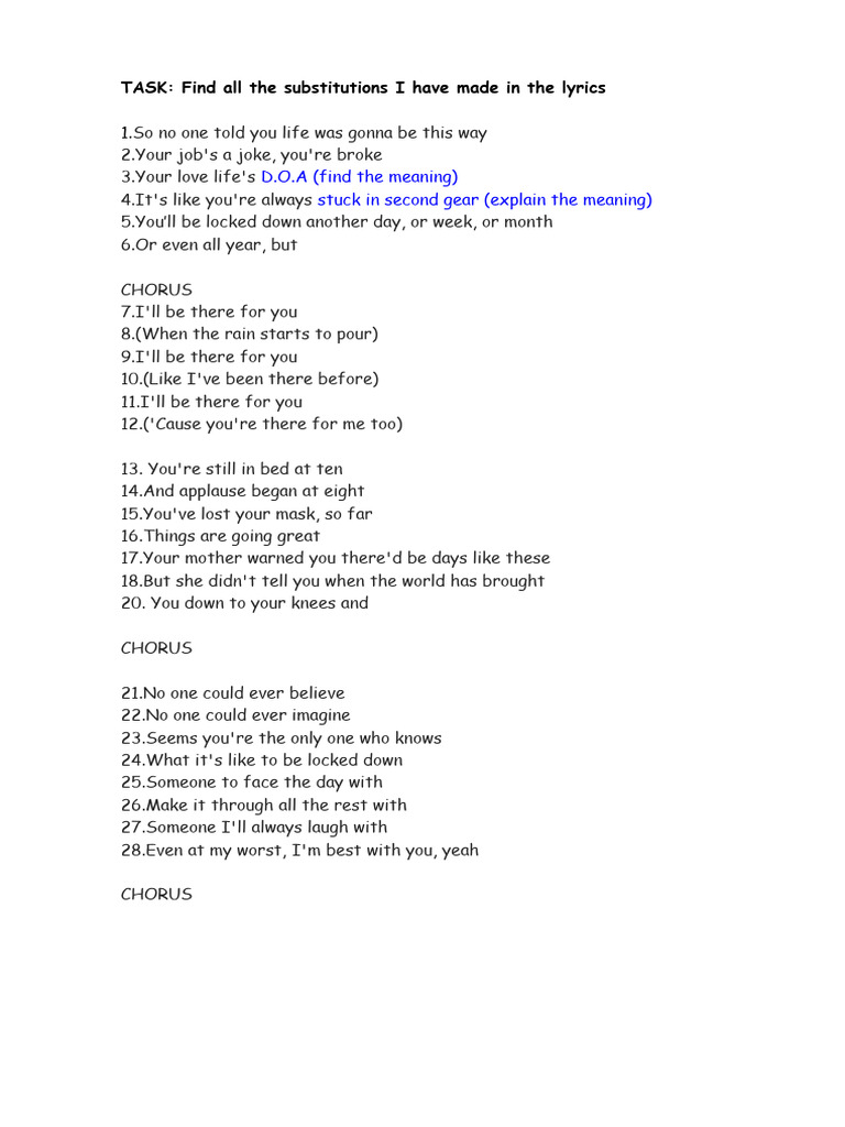 Friends Theme TASK | PDF