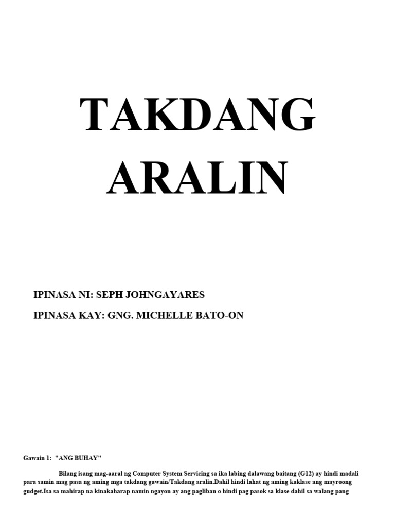 Takdang Aralin | PDF
