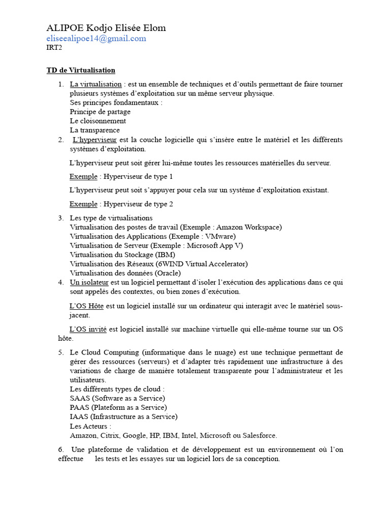 TD de Virtualisation | PDF