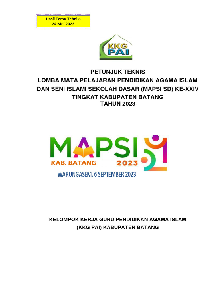 Juknis Mapsi Ke-24 Tk. Kabupaten Batang Th. 2023 | PDF