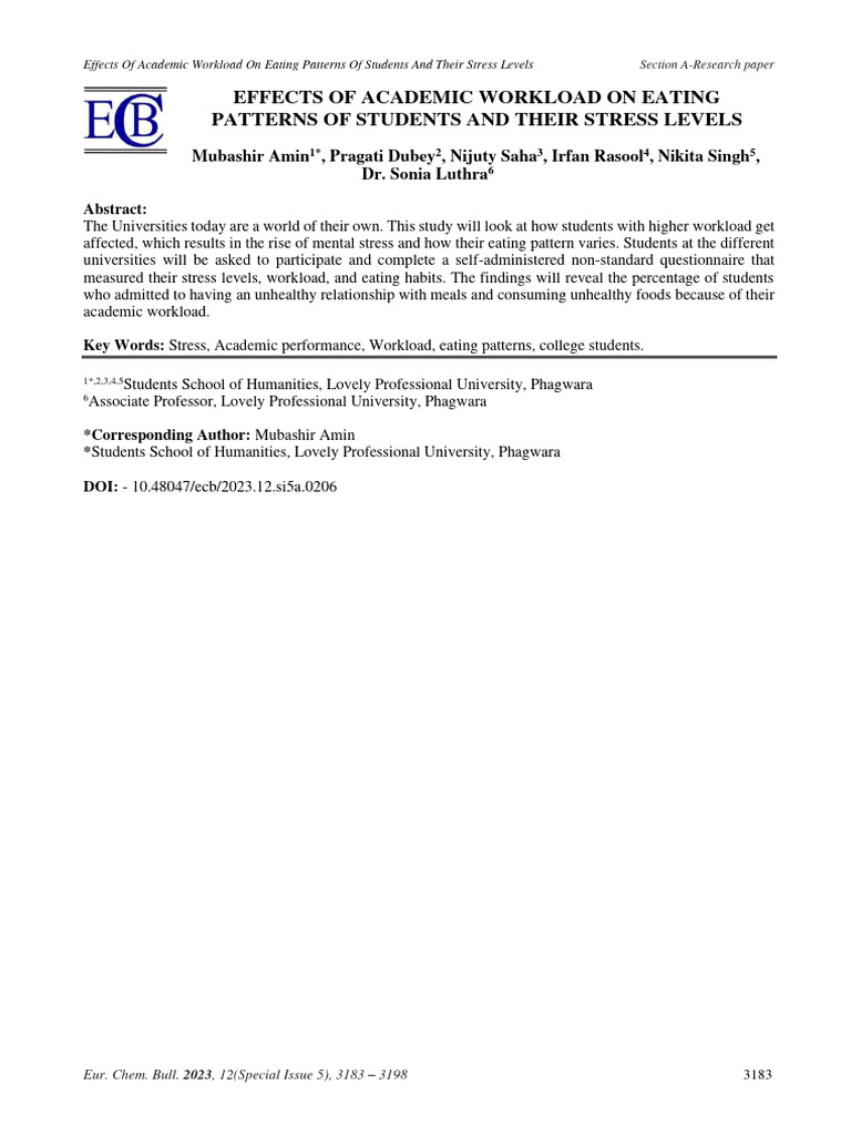 Effects of Academic Workload On Eating Patterns of Students and Their ...