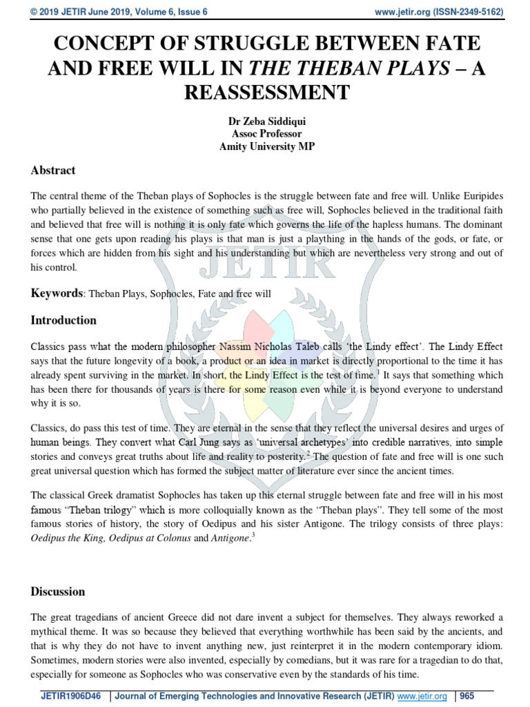 Fate, Struggle and Free Will | PDF | Sophocles