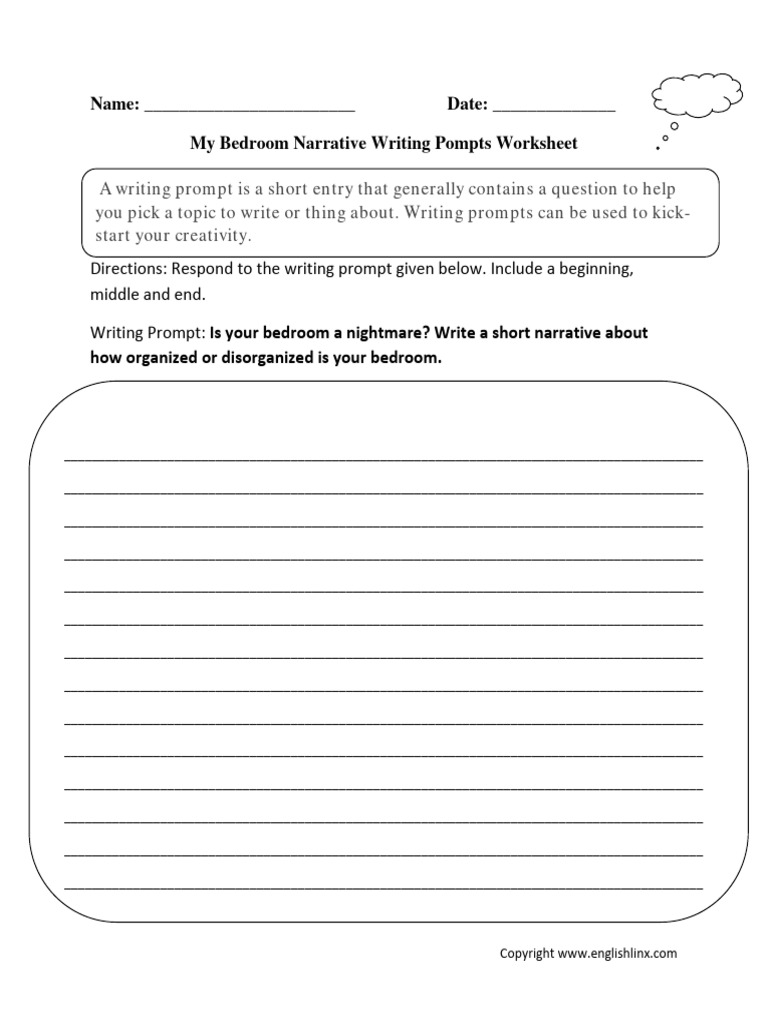 My Bedroom Narrative Writing Prompts Worksheet | PDF