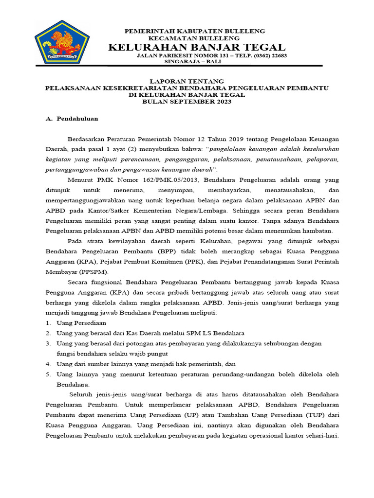Laporan G-Kinerja BPP September 2023 | PDF | Pengelolaan Keuangan & Uang