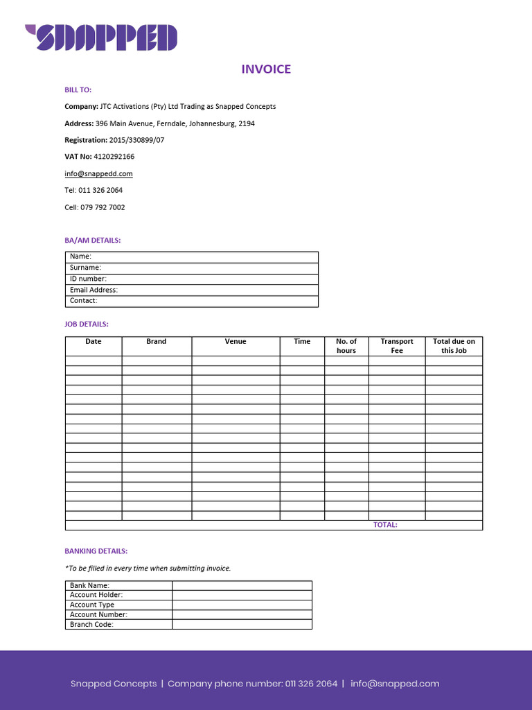 BA Invoice Template 2022-1 | PDF