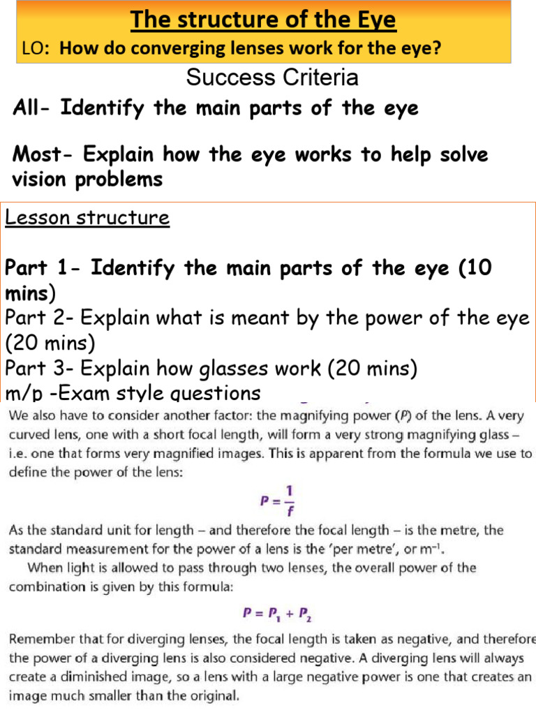 PDF Physics Notes: The Eye | PDF | Eye | Visual Perception