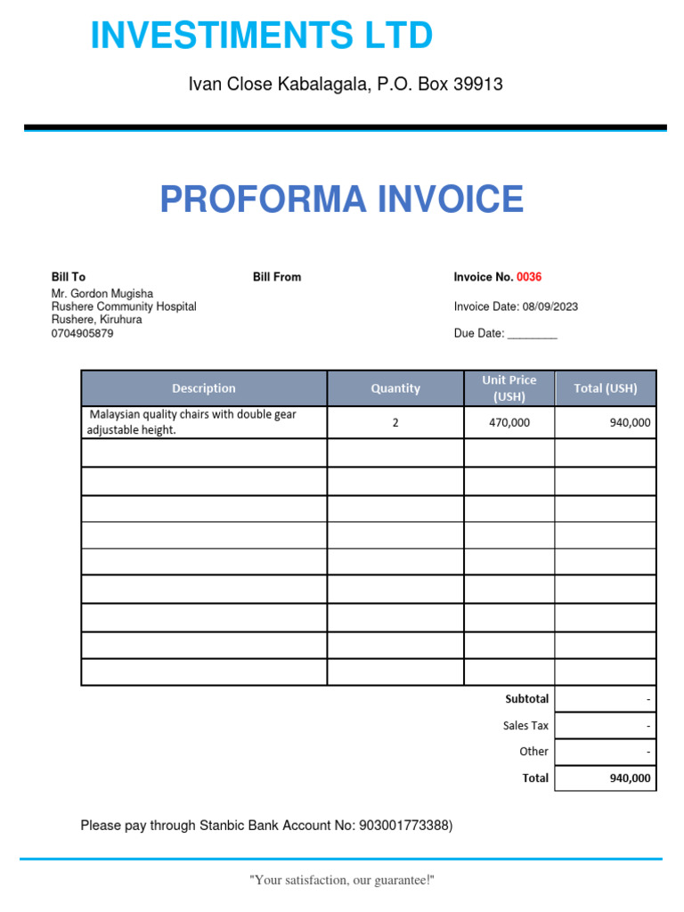 Profoma Invoice | PDF
