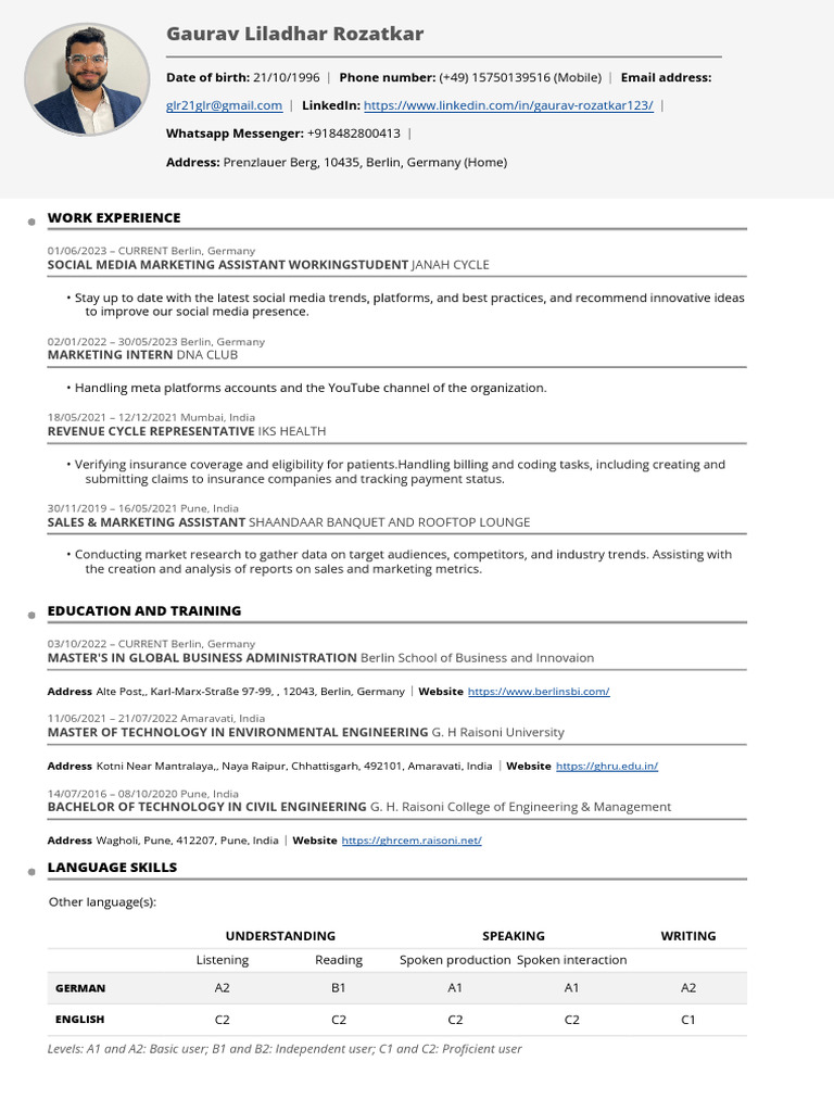 Gaurav Rozatkar CV | PDF | Career & Growth | Business