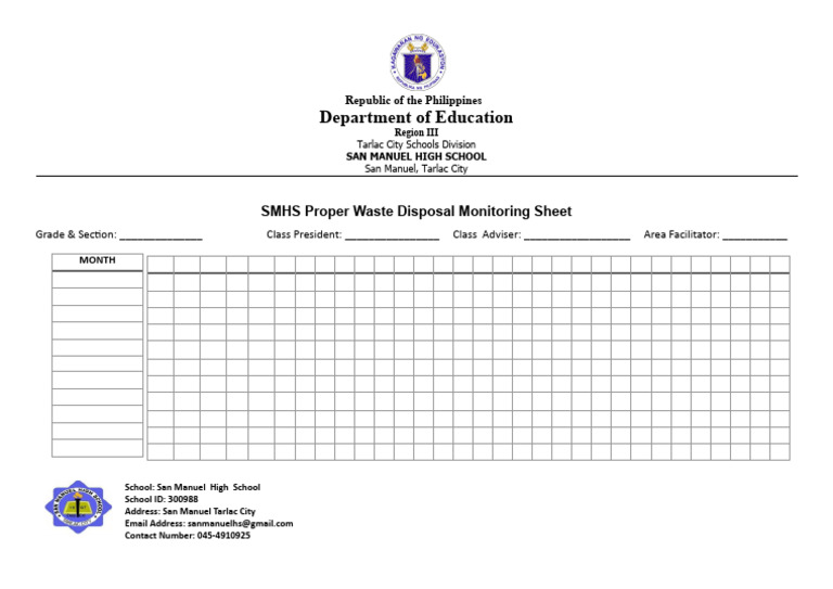 MONITORINGSHEET ProperWasteDisposal | PDF