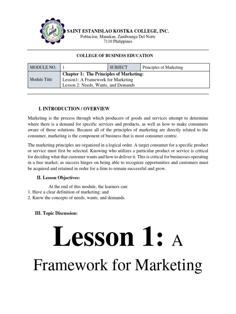 Module 1 Principle of Mktg 1 | PDF