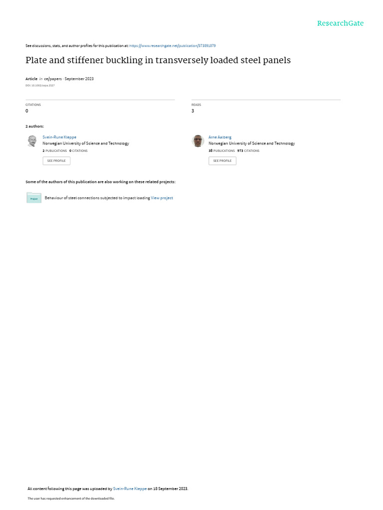 Plate and Stiffener Buckling in Transversely Loaded Steel Panels | PDF ...