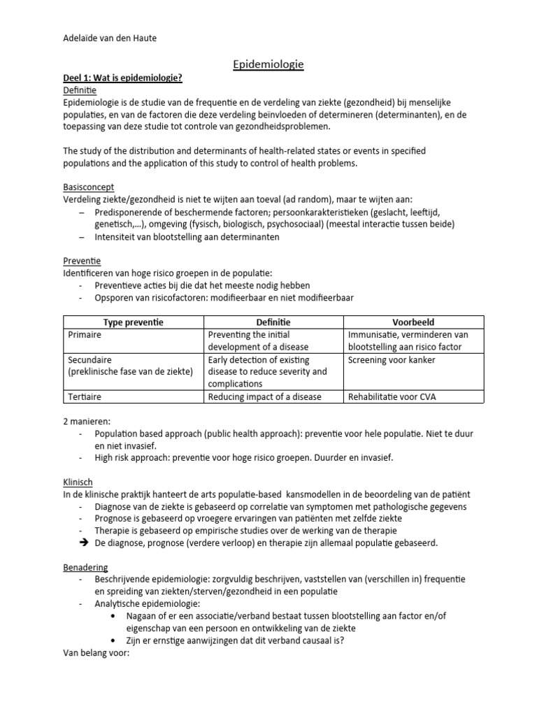 Epidemiologie Samenvatting | PDF
