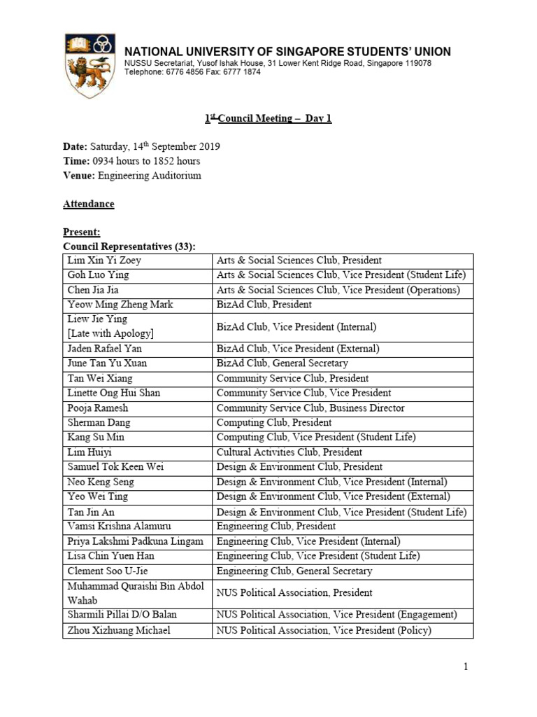 1 140919 150919 First Council Meeting Pdf