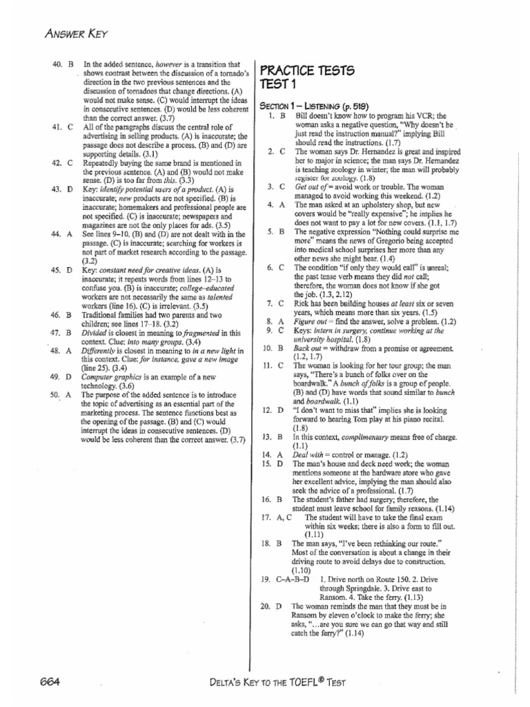 Delta Key Test 1 - Test 4 | PDF
