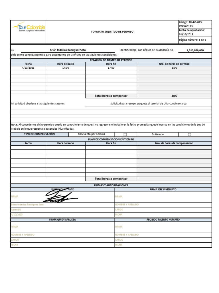 Formato Permisso | PDF