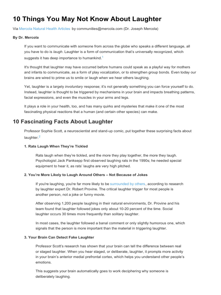 10 Things You May Not Know About Laughter | PDF | Laughter | Humour