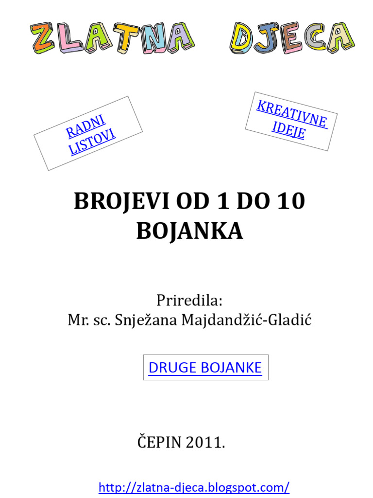 Brojevi Od 1 Do 10 Bojanka | PDF