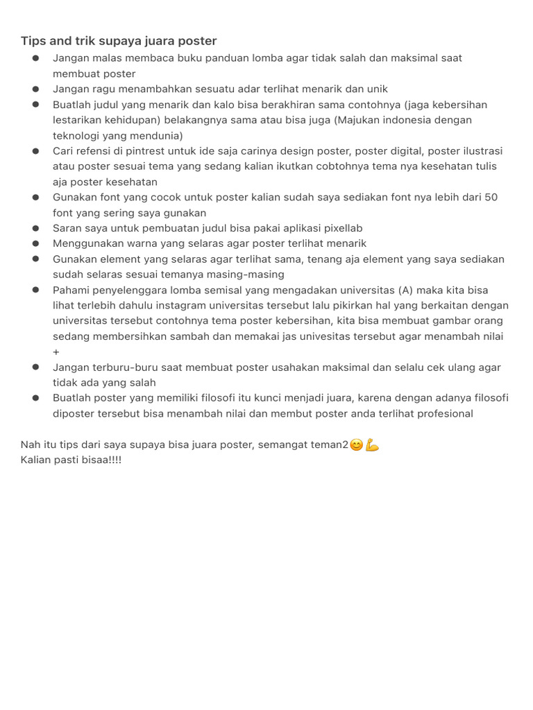 Tips and trik supaya juara poster | PDF