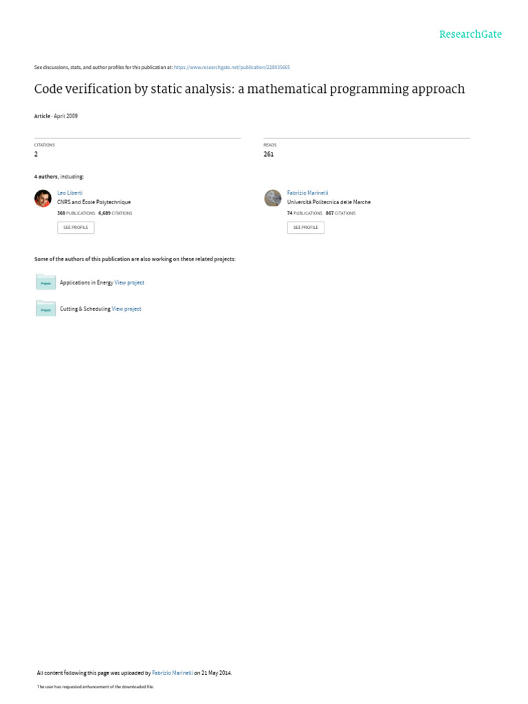 Code Verification By Static Analysis A Mathematica Pdf Linear Programming Mathematical 
