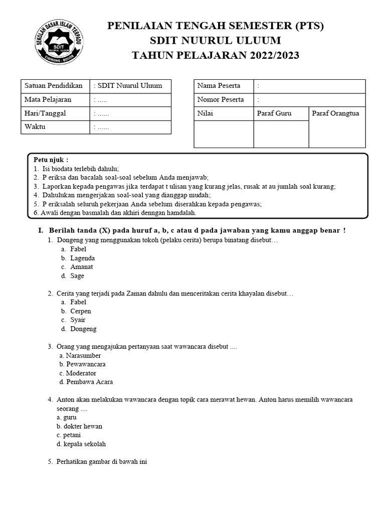 Soal PTS Tema 2 KLS 3. RC | PDF