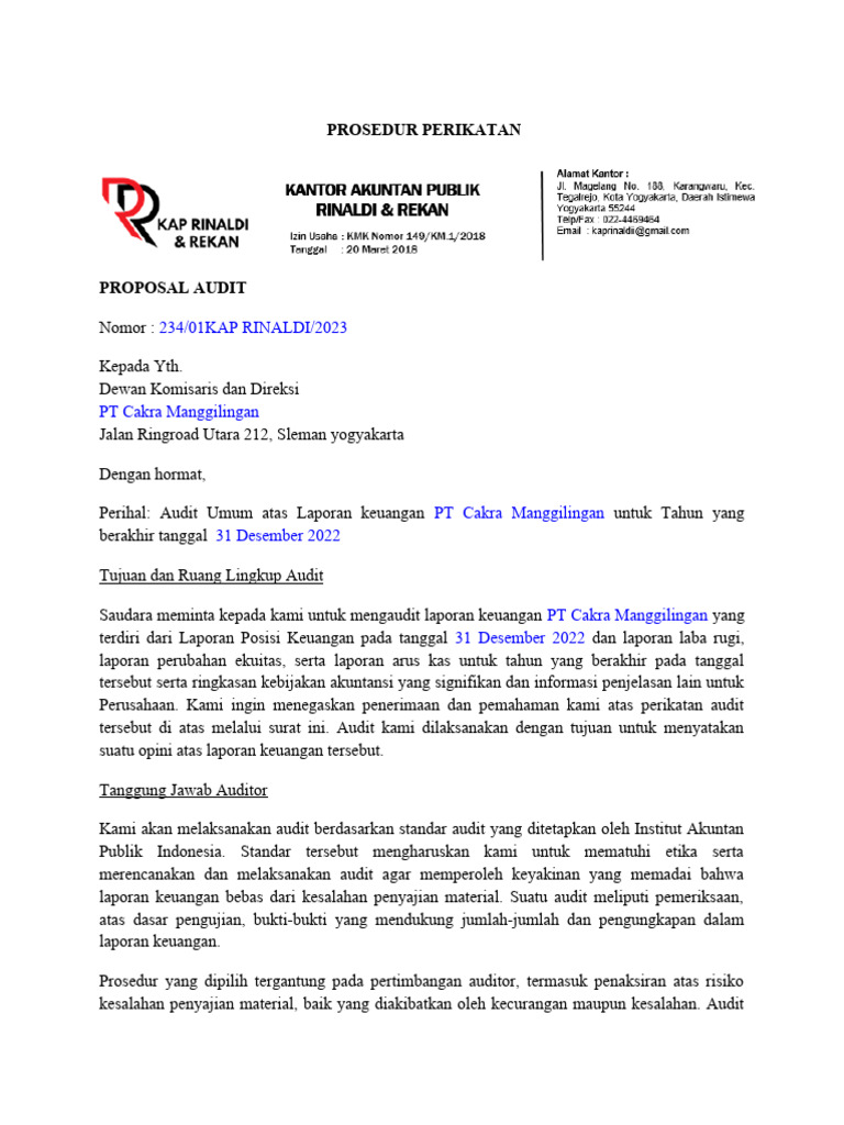 Proposal Pemeriksaan | PDF