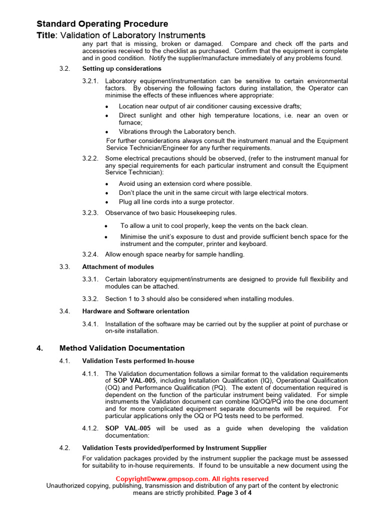 Val 025 Validation Of Laboratory Instruments Sample Pdf