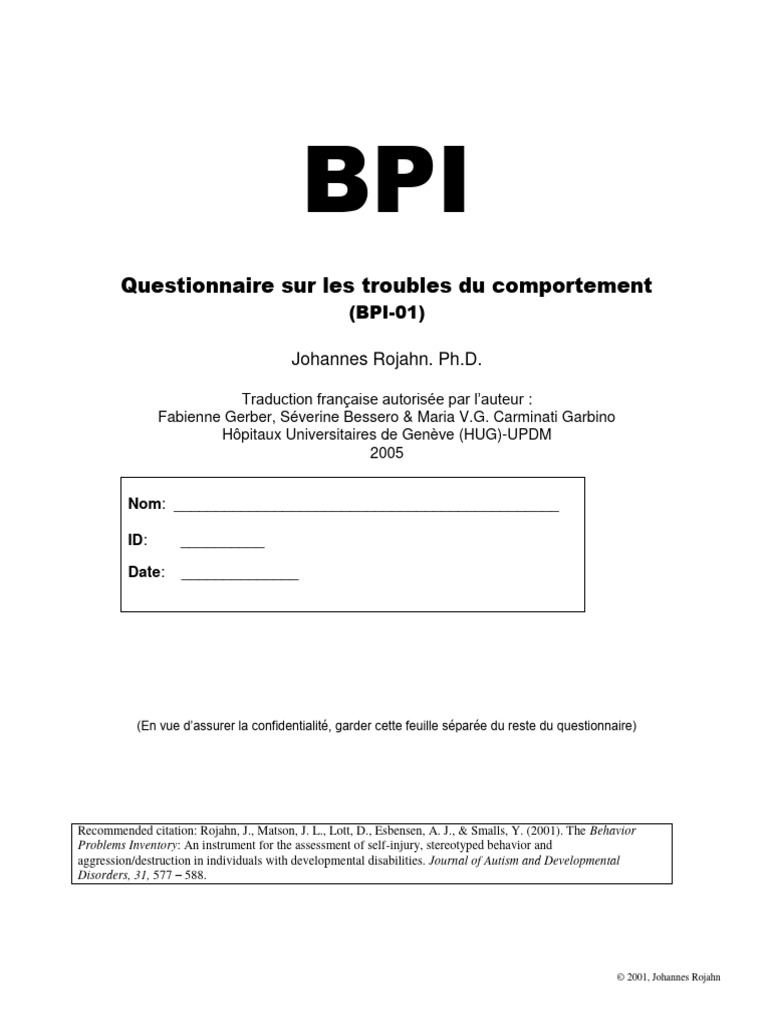 BPI-01 TSA FR Questionnaire Tbs Du CPT | PDF