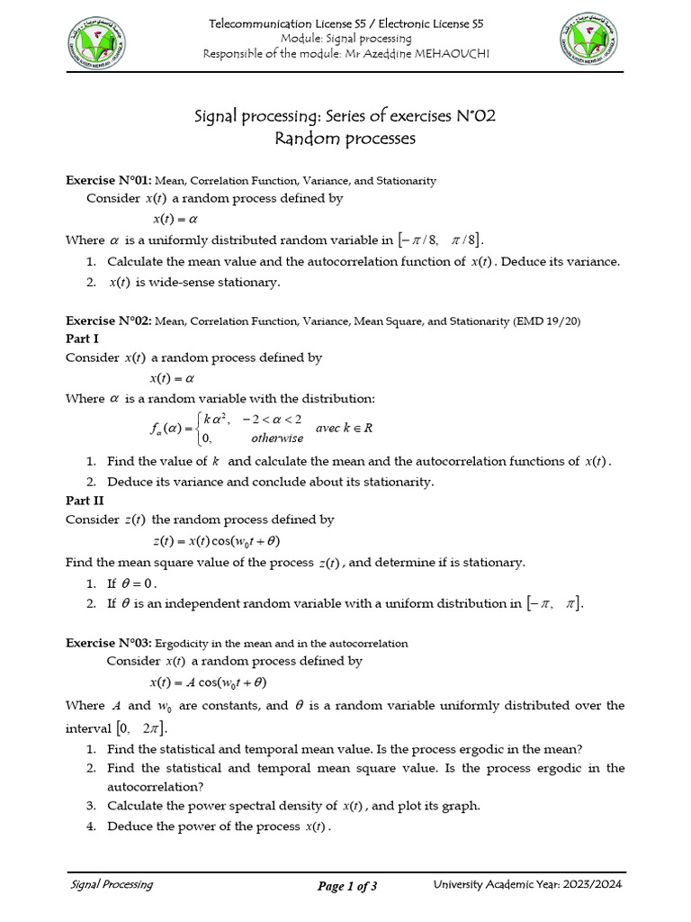 SP_L3ELNTCOM_TD2_RandomProcesses_2324 | PDF