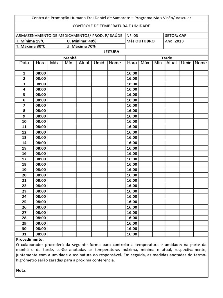 CAF - Planilha de Temperatura e Umidade | PDF | Desastres | Temporadas ... CAF - Planilha de Temperatura e Umidade | PDF | Desastres | Temporadas ...